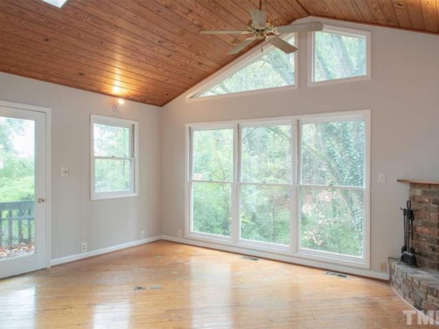 Recently renovated home in SW Raleigh ideal for coliving. Enjoy the wooded views from the living room with floor to ceiling windows and a cathedral ceiling. Basement is perfect to use as an additional living space.