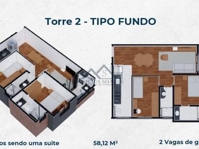 Residencial José Sarot Apartamento Garden Residencial José Sarot – 2 Quartos 1 Suíte, 58,12m2
