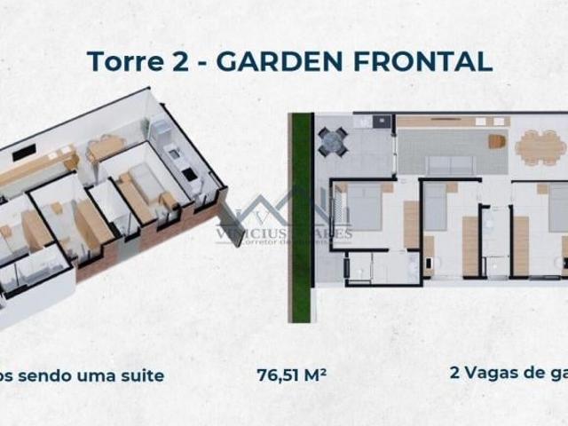Residencial José Sarot Apartamento Garden Residencial José Sarot – 3 Quartos 1 Suíte, 76,51m2