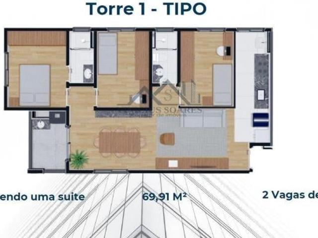 Residencial José Sarot Apartamento 03 Quartos sendo 1 Suíte, Bairro Boneca Iguaçu São José