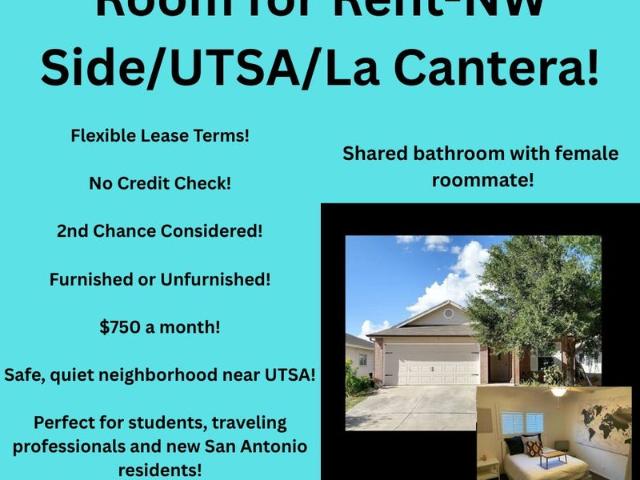 Room for Rent near La Cantera/UTSA!