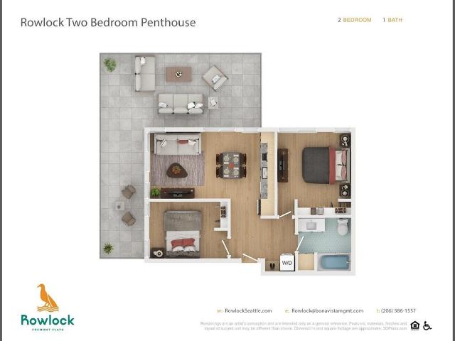 Rowlock Studio Apartment for Rent at 3620 Phinney Ave N, Seattle, WA 98103 Fremont