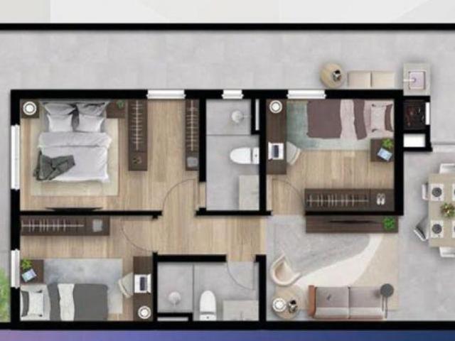 S. j. dos Pinhais Garden com 3 quartos sendo 1 suite churrasqueira 120m² privativos