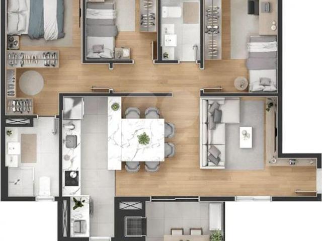 Seminário Apart. Novo 3 quartos sendo 1 suite 2 vagas 80,56m²