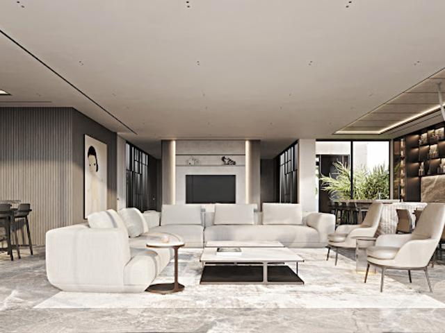 Seaside contemporary house with pool and garden