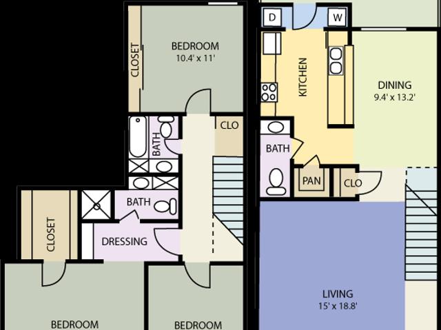 Skylar Pointe Apartments and Townhomes 3 Bedroom Apartment for Rent at 1110 El Camino Village Dr, Houston, TX 77058 Clear Lake