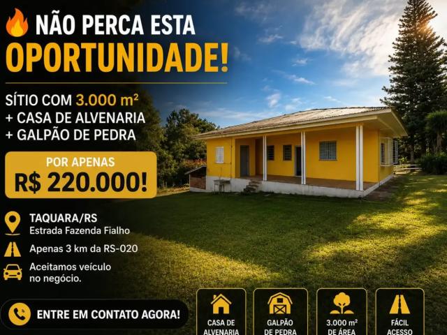 Sítio / Chácara para Venda em Taquara/RS Fazenda Fialho 2 Quartos