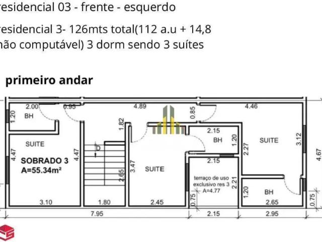 Sobrado à venda, 126 m² por R$ 869.000,00 Vila Pires Santo André/SP