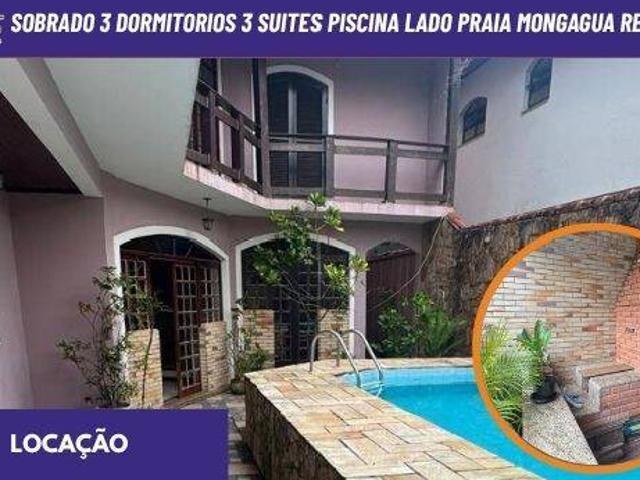 SOBRADO 3 DORMITORIOS 3 SUITES PISCINA LADO PRAIA LOCACAO MONGAGUA