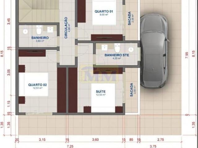 Sobrado 3 quartos com Suíte em Construção no Cajuru