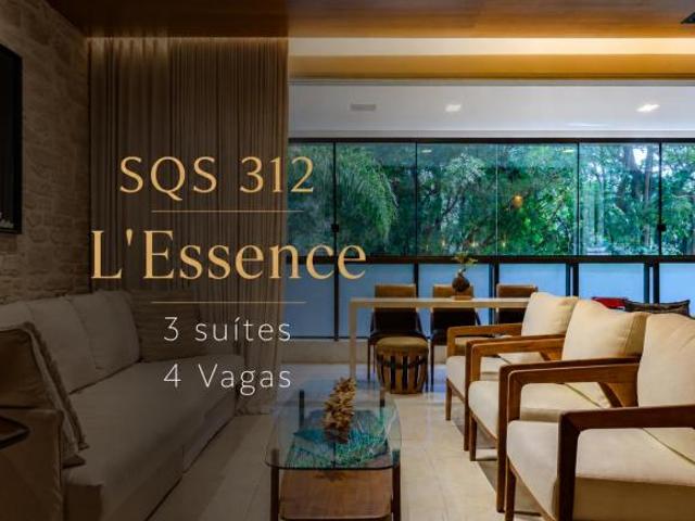 SQS 312 | L&apos Essence 3 suítes, 4 vagas e o privilégio de uma vista livre
