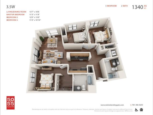 Station Landing Apartments 3 Bedroom Apartment for Rent at 50 Station Lndg, Medford, MA 02155 Wellington