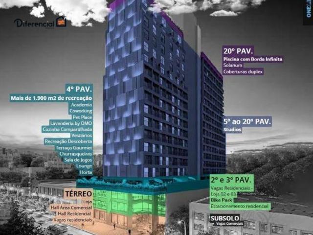 Studio com 1 dormitório à venda, 17 m² por R$ 255.000,00 Agua Verde Curitiba/PR