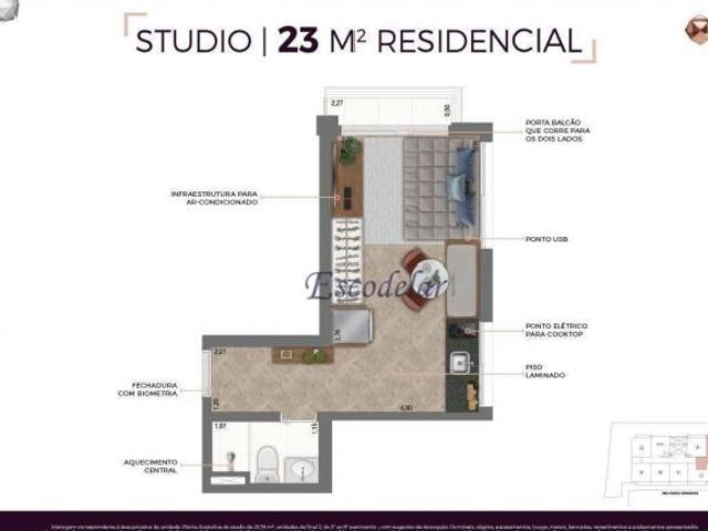 Studio com 1 dormitório à venda, 23 m² por R$ 452.000,00 Paulista São Paulo/SP