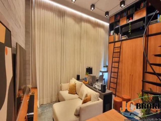 Studio com 49 m², Mobiliado, 1 Dormitório, Sala com cozinha integrada, 1 Vaga