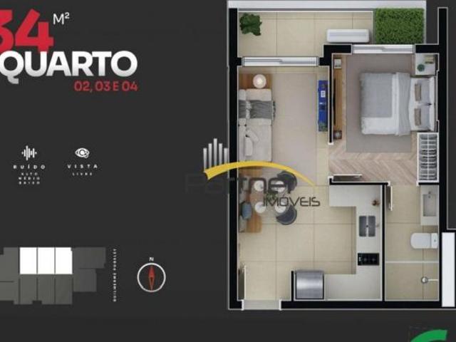 Studio à venda, 29 m² por R$ 375.862,00 Água Verde Curitiba/PR