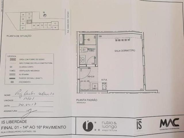 Studio à venda, Liberdade, 1 dormitorio com armario. cozinha com armario, excelente localização.