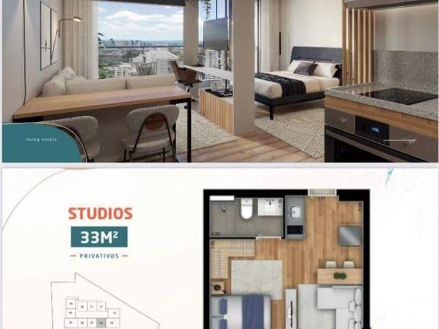 Studio à venda no Cristo Rei, próximo ao Jardim Botânico 34m2 privativos