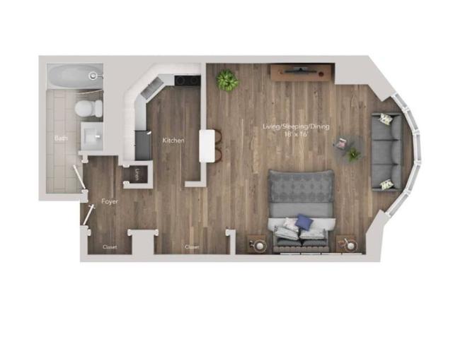 Studio Apartment for Rent at 1730 N Clark St #1403, Chicago, IL 60614 Lincoln Park