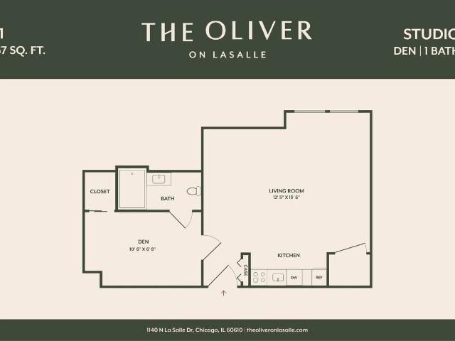 Studio Apartment for Rent at 1140 N La Salle Dr #823, Chicago, IL 60610 Near North Side