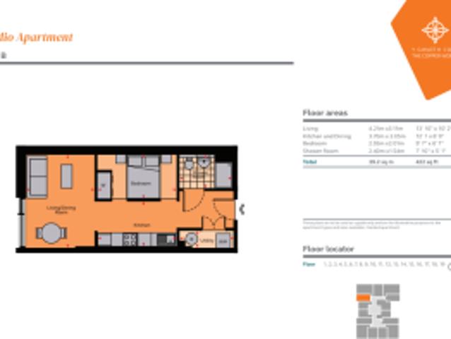 Studio apartment for rent in The Copper Works, CF10