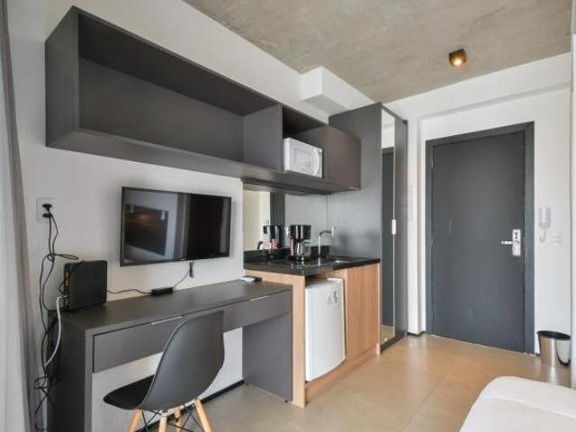 Studio Bela Vista 24M², 1 Dorm, Pé Direito Duplo, Academia, Mini Mercado, Mobiliado, Móveis Planej