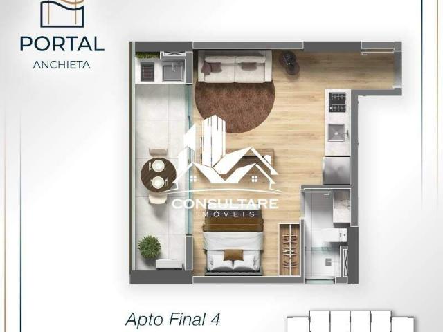 Studio em Centro, São Vicente/SP de 36m² 1 quartos à venda por R$ 320.132,00