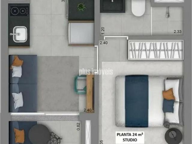 Studio em Brooklin Paulista com 24m²