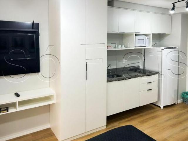 Studio mobiliado à venda no Brooklin, 25m², varanda, lazer completo, perto do Metrô