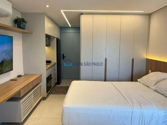 Studio mobiliado em Moema com infraestrutura completa