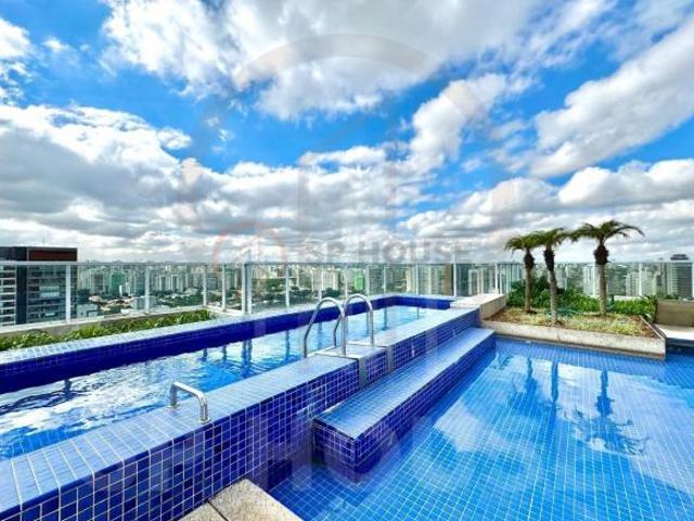 Studio mobiliado para venda ou locação no Brooklin 43m², 1 vaga, condomínio completo, portaria 24h