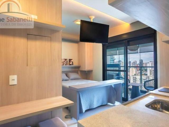 Studio Mobiliado 25 m2, Varanda, 1 Suíte no Brooklin
