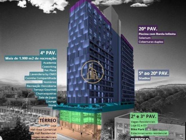 Studio no Água Verde/Portão16,75m² privativosSem v