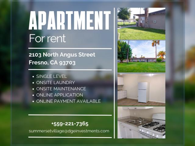 Summerset Village Apartments Studio Apartment for Rent at 2103 N Angus St, Fresno, CA 93703 McLane