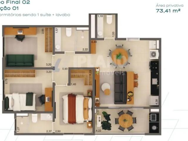 Super Lançamento em Bonfim Paulista Apartamento 2 Suítes com Lavabo, 64 m², Lazer Completo Quint